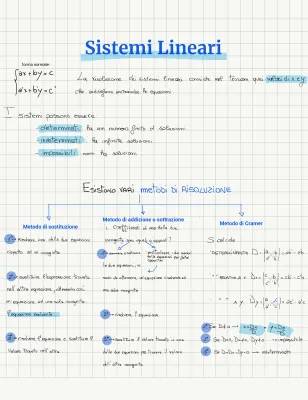 Sistemi Lineari: Schema, Spiegazione, Esercizi PDF (Matematica) - Knowunity