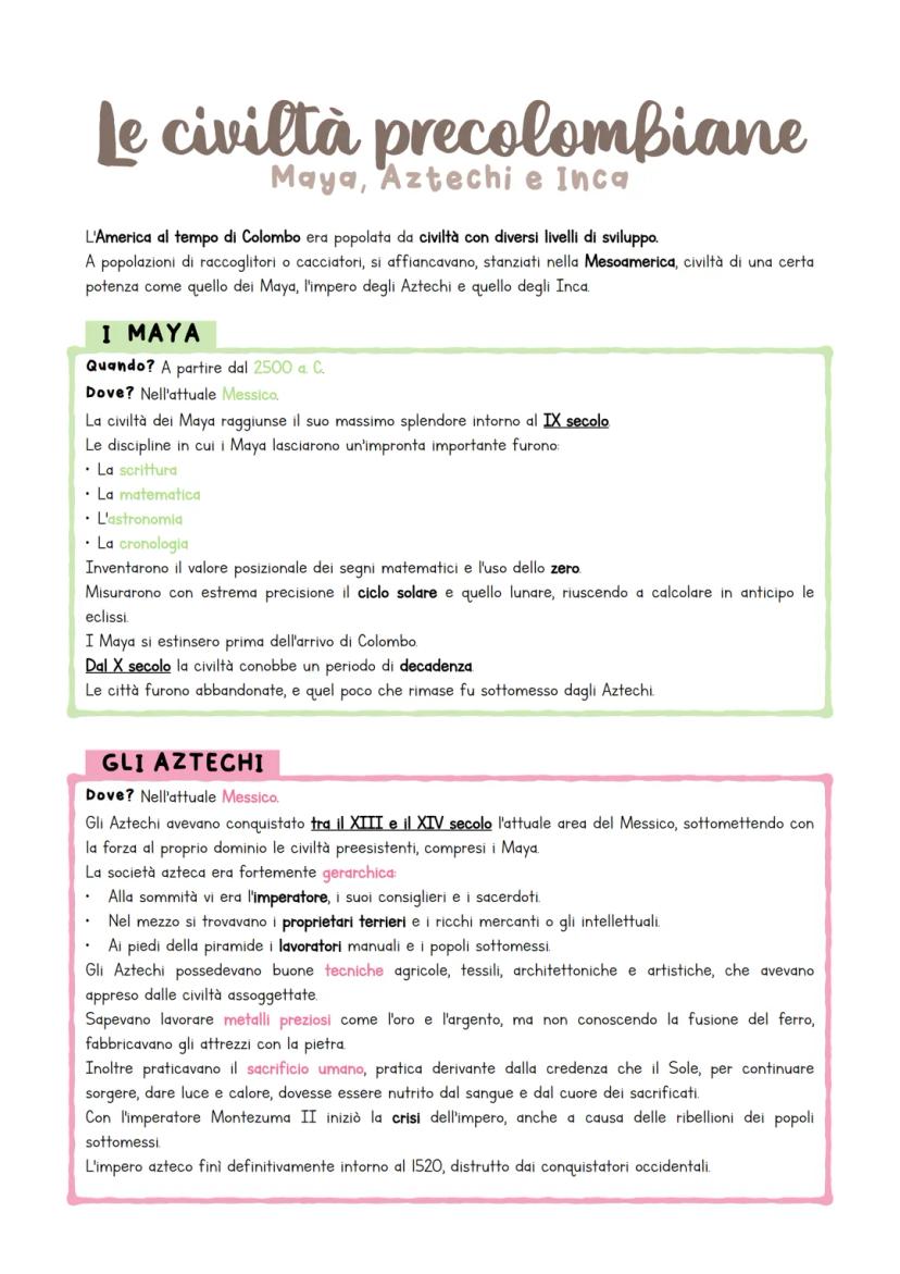 Differenze tra Maya, Inca e Aztechi: Riassunto, Mappa e Curiosità ...