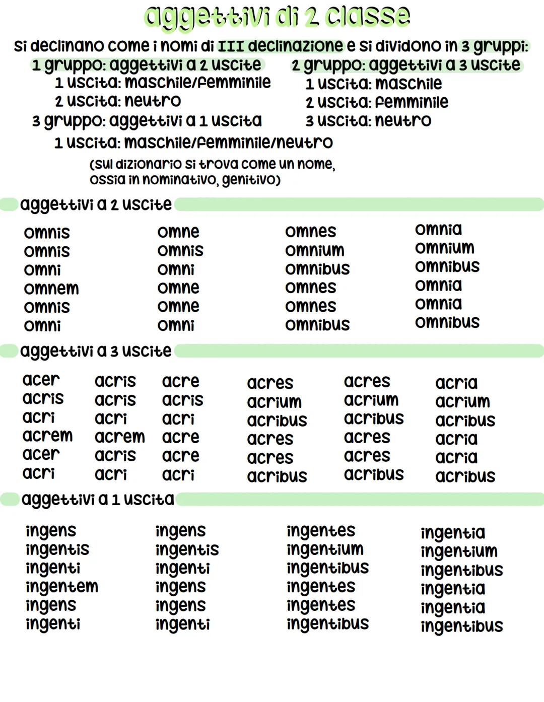 Spiegato semplicemente: Aggettivi Prima e Seconda Classe Latino ...